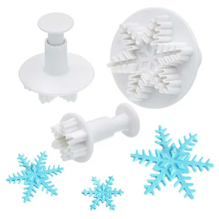 Set 3 Snowflake plunger ejector cutters - Kiwicakes