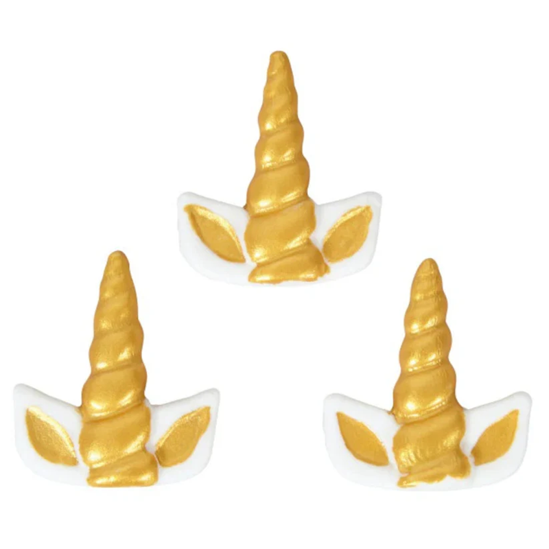 Royal icing unicorn horn and ears cupcake toppers - Kiwicakes
