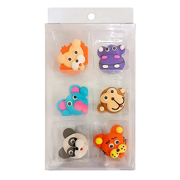 SPECIAL BB 30/12/2025 Zoo animal faces sugar icing decorations 6 pack ...