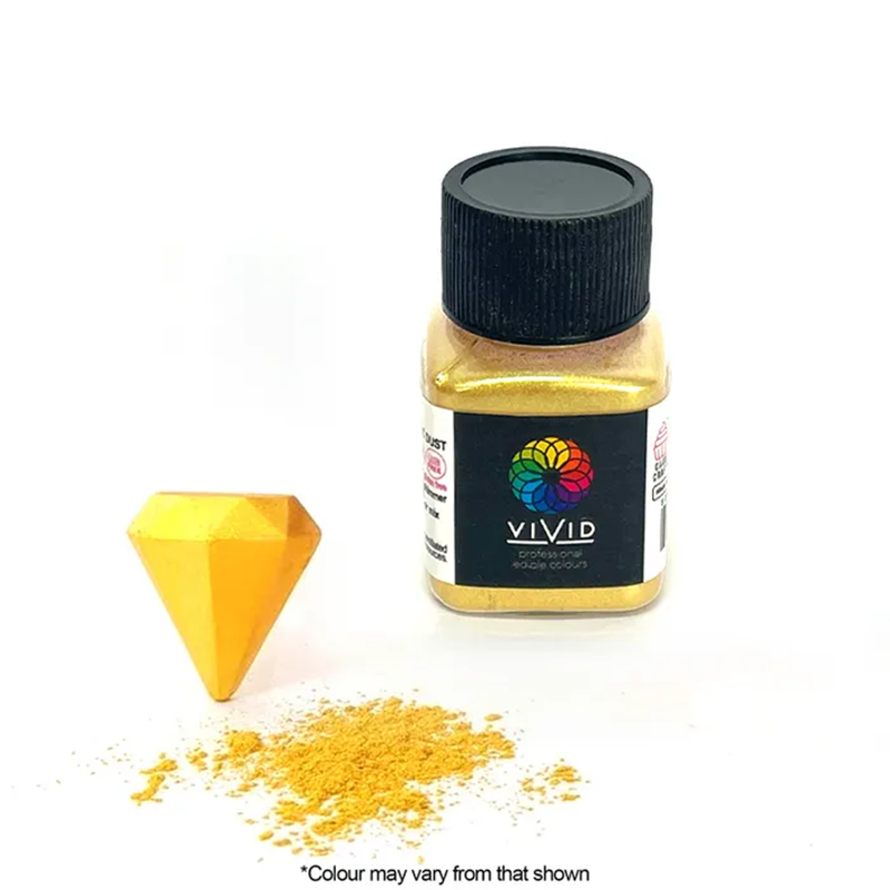 Vivid Super Gold 10g pot Edible Metallic lustre dust - Kiwicakes