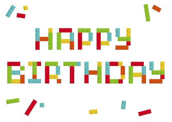 A4 Edible icing image Happy Birthday Building Blocks - Kiwicakes