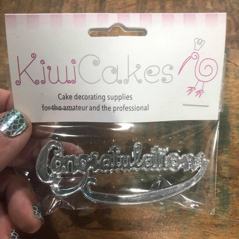 Congratulations silver plaque topper - Kiwicakes