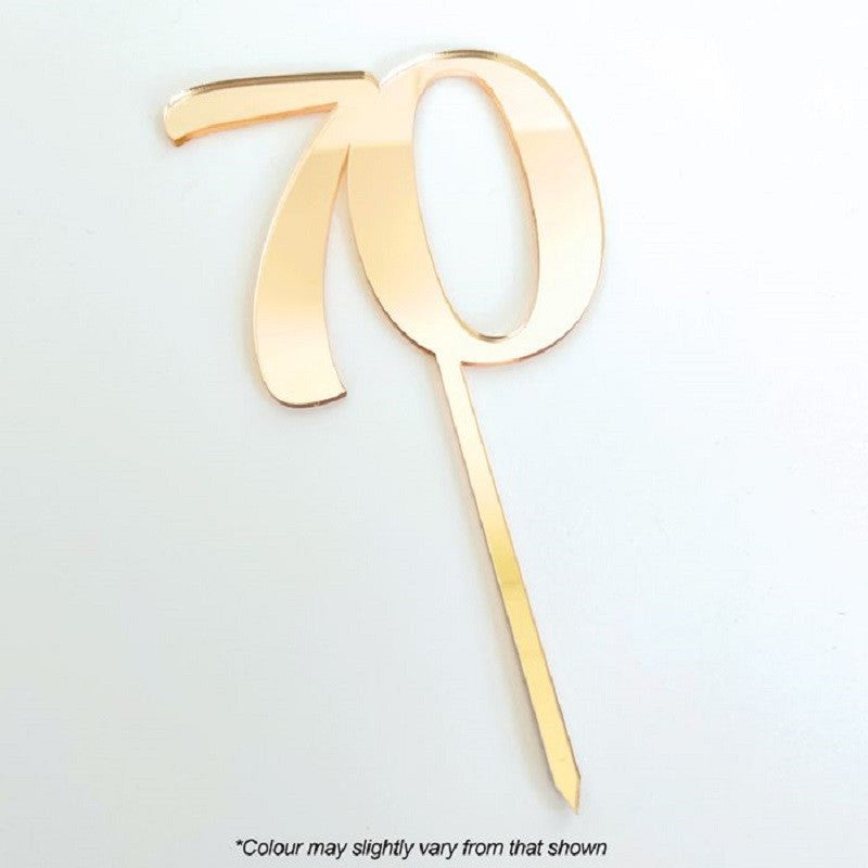 Numeral number acrylic cake topper 70 Gold - Kiwicakes