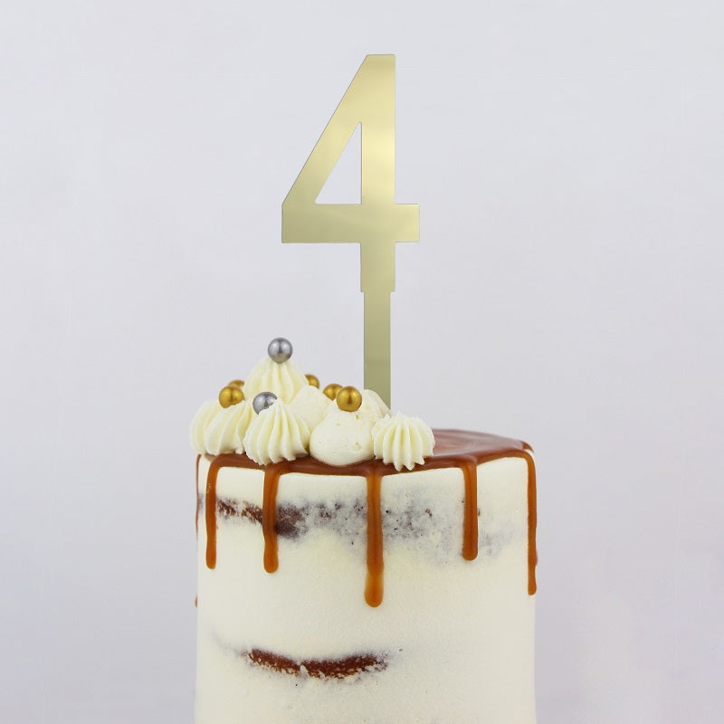 Large Gold acrylic number topper 4 - Kiwicakes