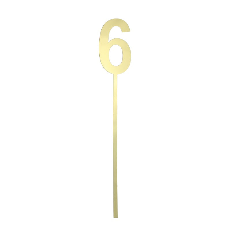 Small Gold acrylic number topper 6 - Kiwicakes