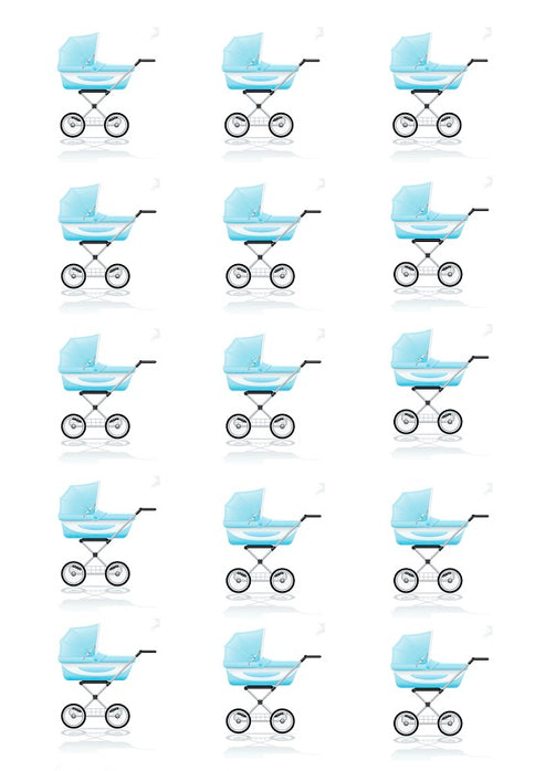 Design Sheet edible image Baby prams blue - Kiwicakes